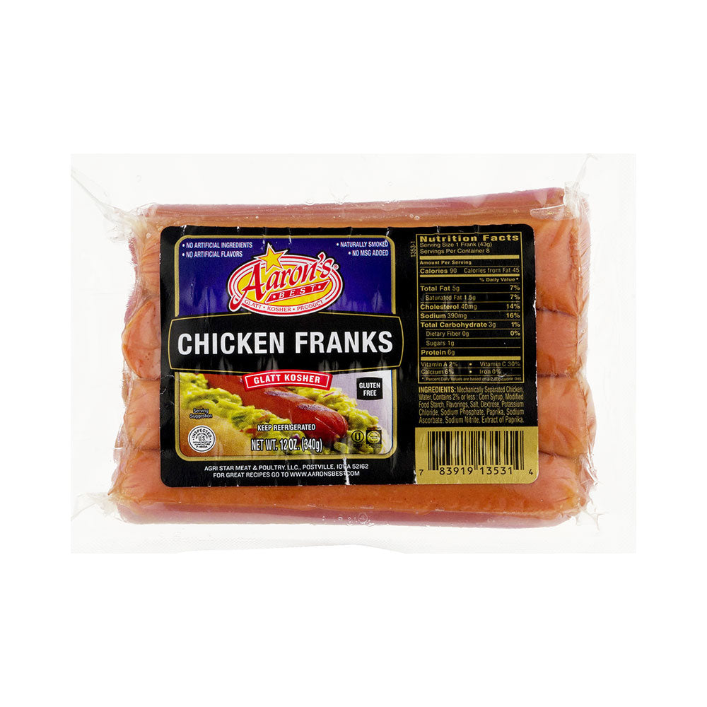 Aaron's Chicken Franks 12 oz – MGKGlattKosher